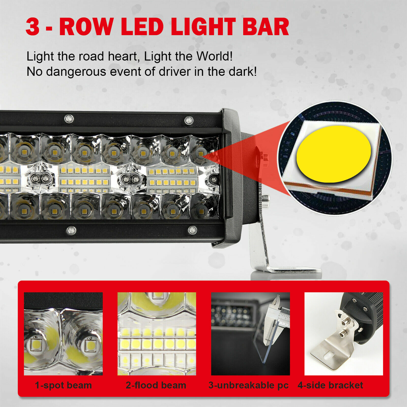 12V LED Work Light Bar Flood Spot Lights Driving Lamp Offroad Car Truck ...