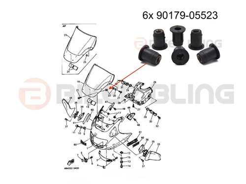 Yamaha GTS1000 screen & fairings rubber well nuts 90179-05523 | eBay