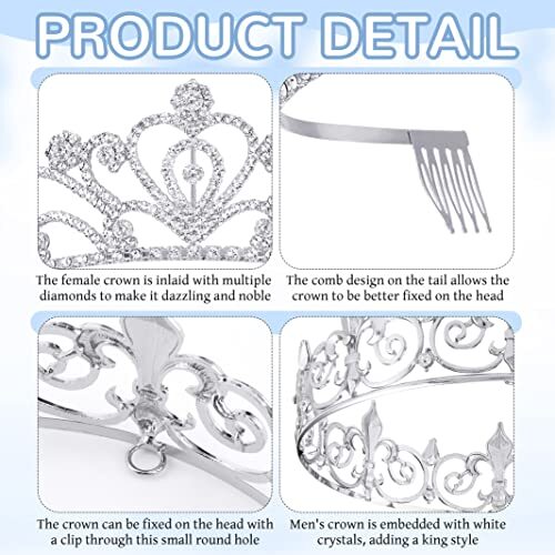 4 Pcs Prom Crowns and Sashes Set Halloween Prom King and Queen Tiara ...