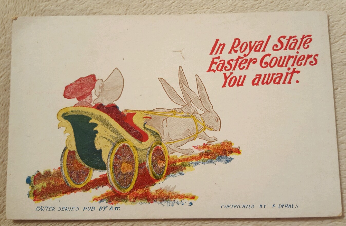 Vintage Easter Postcard Collectible Bunny Rabbit Carriage Couriers ...