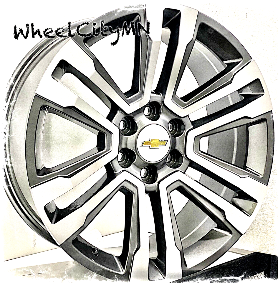 20" Gunmetal Machine OE Replica 5822 Wheels fits 2019 Chevy Tahoe ...