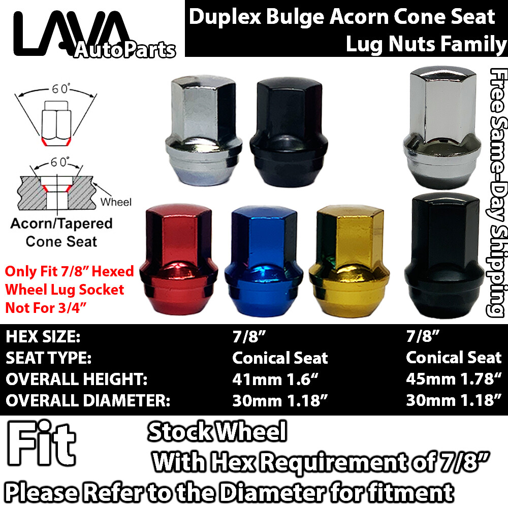 32PC 1.78" TALL 14X1.5 CHROME OE REPLACEMENT DUPLEX LUG NUT FOR CHEVY ...