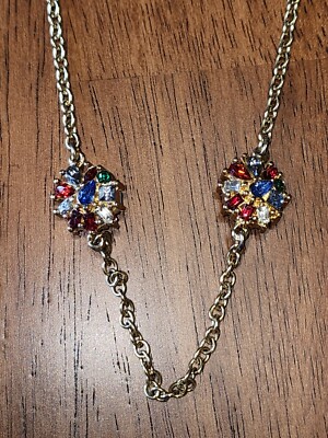 Talbot's 33" Rhinestone Station Necklace-Gold Tone Chain | eBay