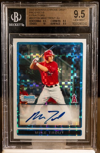 Mike Trout 2009 Bowman Chrome Draft Xfracttor RC AUTO 194/225 BGS 9.5 ...