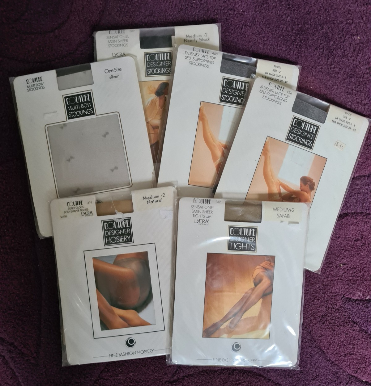 Lot A11 6 Pairs Vintage Couture Designer Hosiery Tights & Stockings OS ...