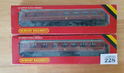 Hornby OO Gauge R434 LMS Coach 57’ Brake 3rd + R433 LMS Coach 57 ...