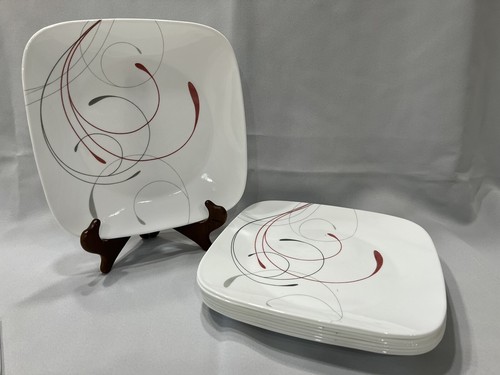 8pc Corelle Splendor Red & Grey Dinner Plates, 10.25”, Made In USA ...