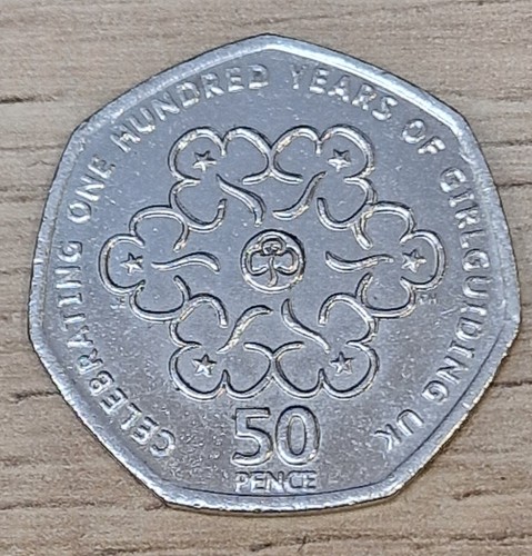 Rare 100% Genuine 2010 100 years of Girlguiding Girl Guiding 50p Coin ...