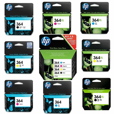 Genuine Orginal HP 364 / 364XL Black and Colour Printer Ink Cartridges ...