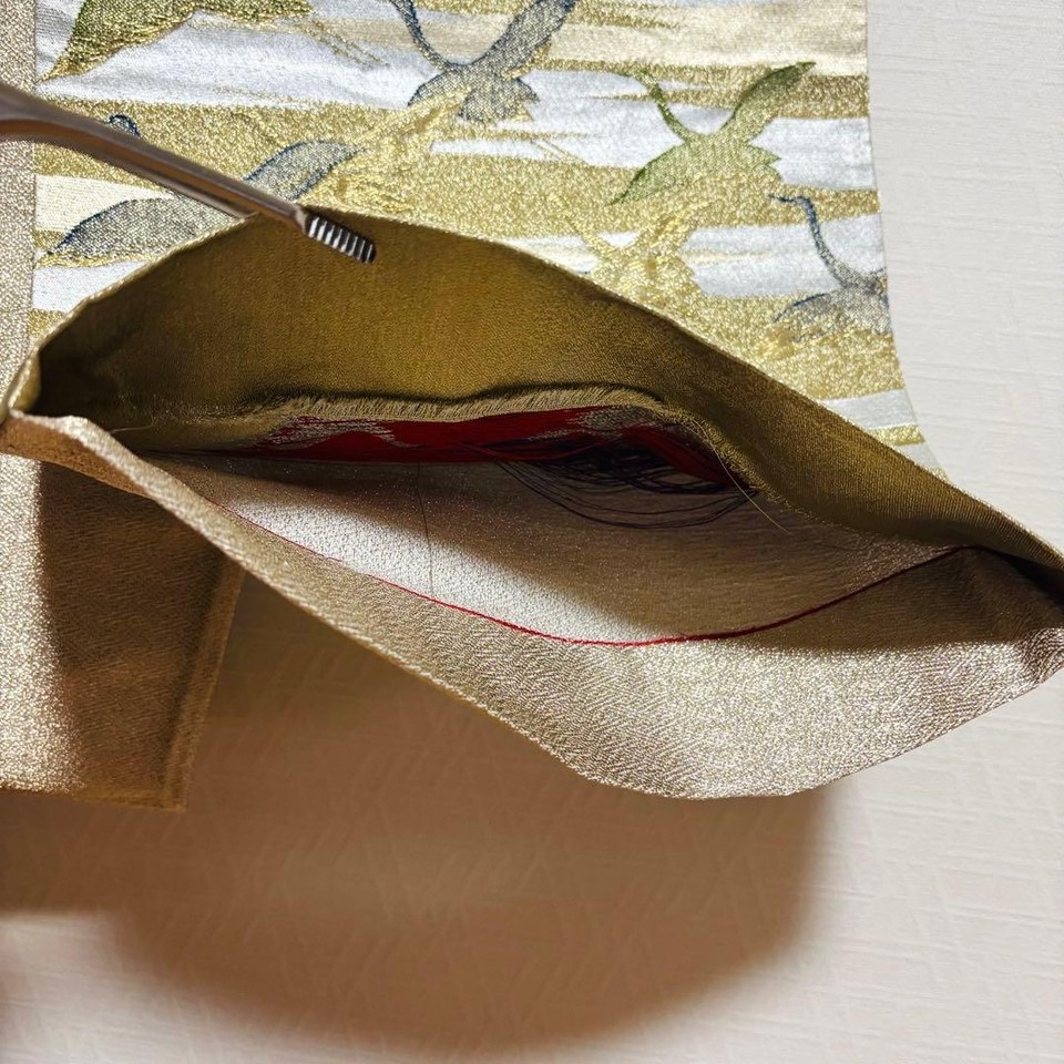 [Fukuro obi] Flying crane, crane flock pattern, gold and silver thread ...