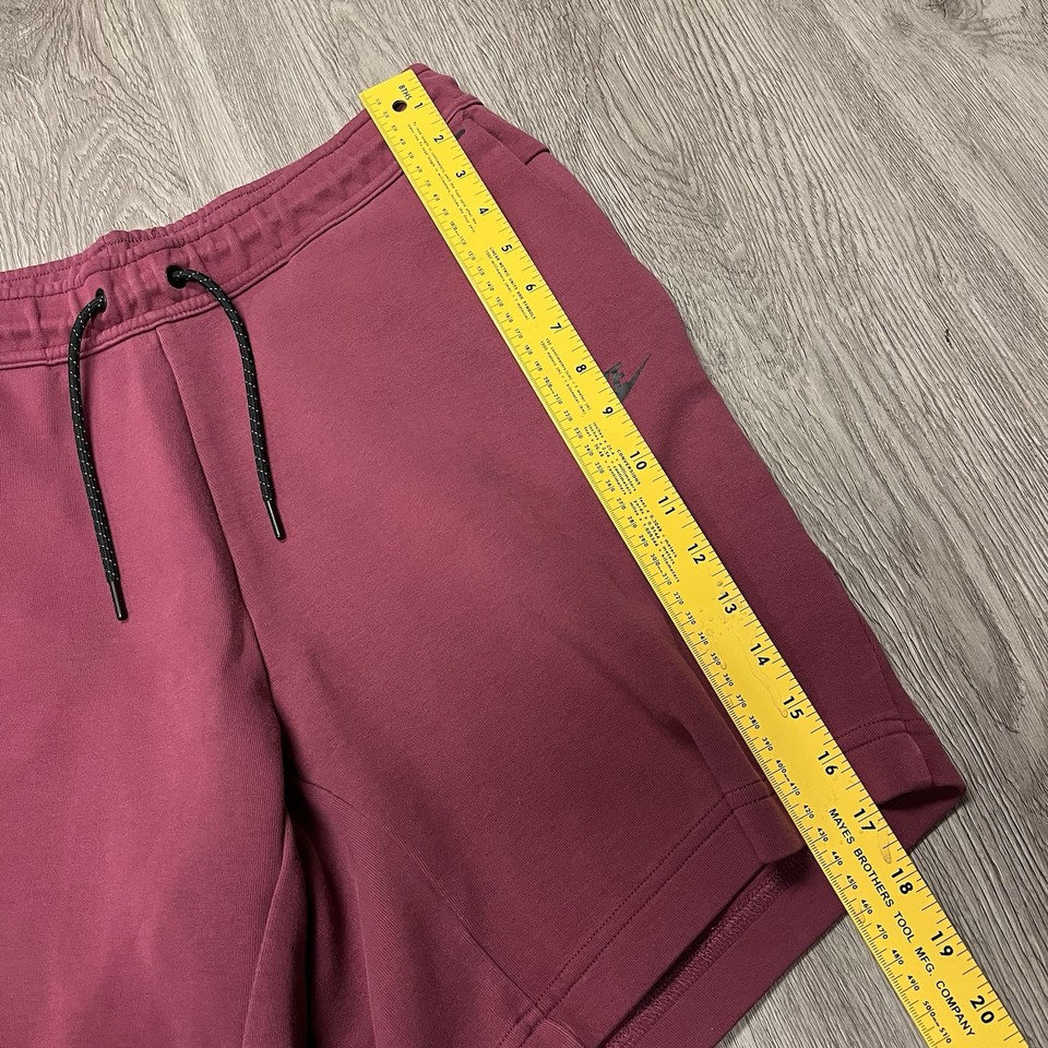NIKE TECH FLEECE MAROON ATHLETIC SWEAT SHORTS SZ MEN'S M BLACK ACCENTS ...