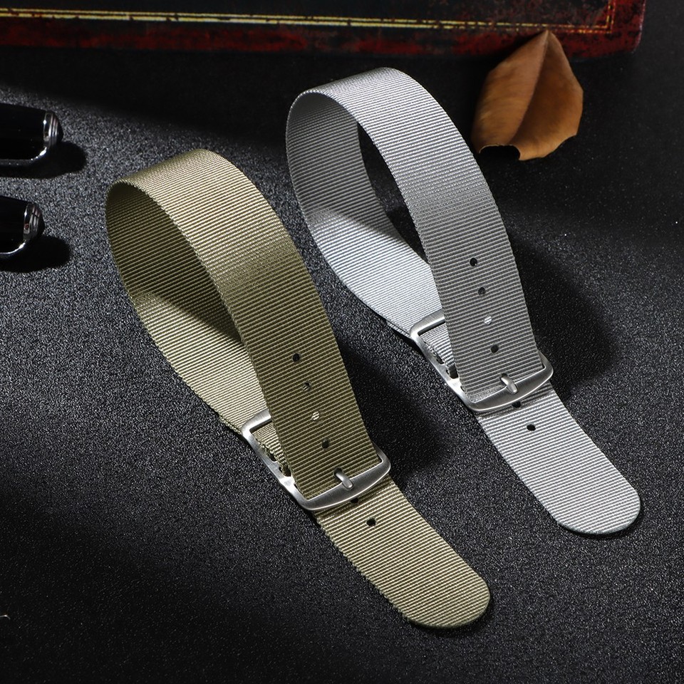 20mm Thin Horizontal Stripes Nylon Watch Band Strap Braid Ballistic ...