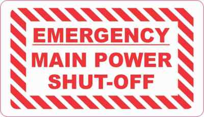 3.5in x 2in Emergency Main Power Shut-Off Vinyl Sticker Business Sign ...