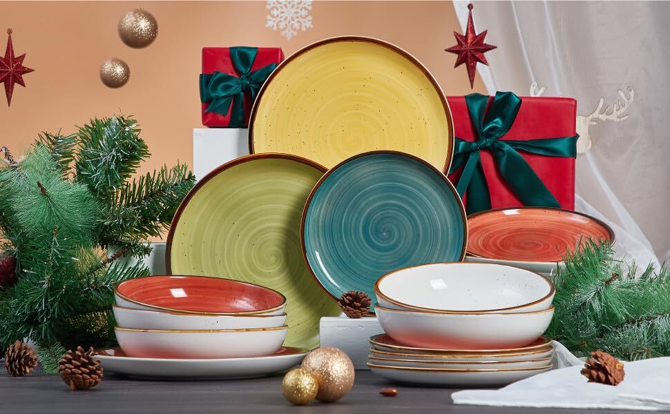 Porcelain Plates Set Large Dinner Plates for Salad 10.5 inch Assorted ...