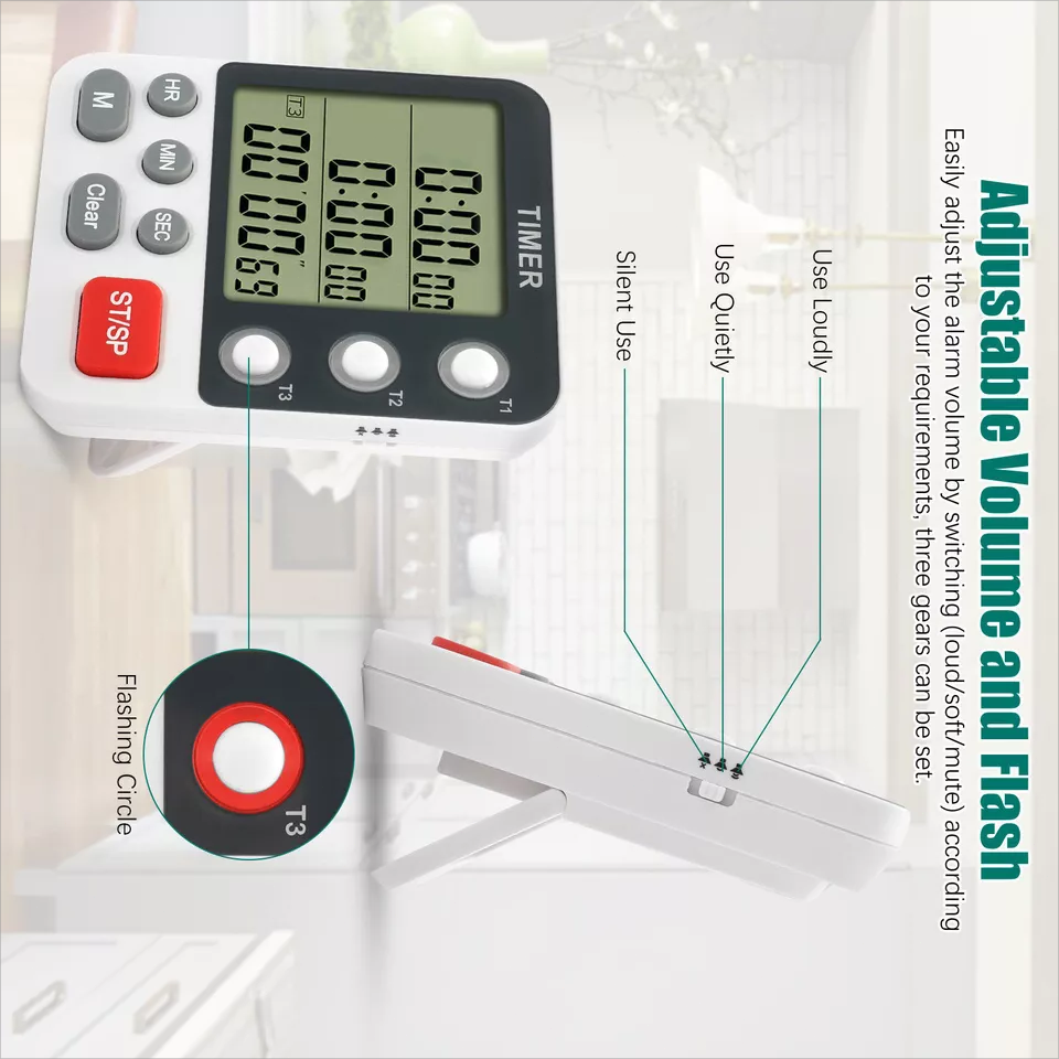 Large LCD Digital Kitchen Cooking Timer Count Down Up Clock Loud Alarm ...