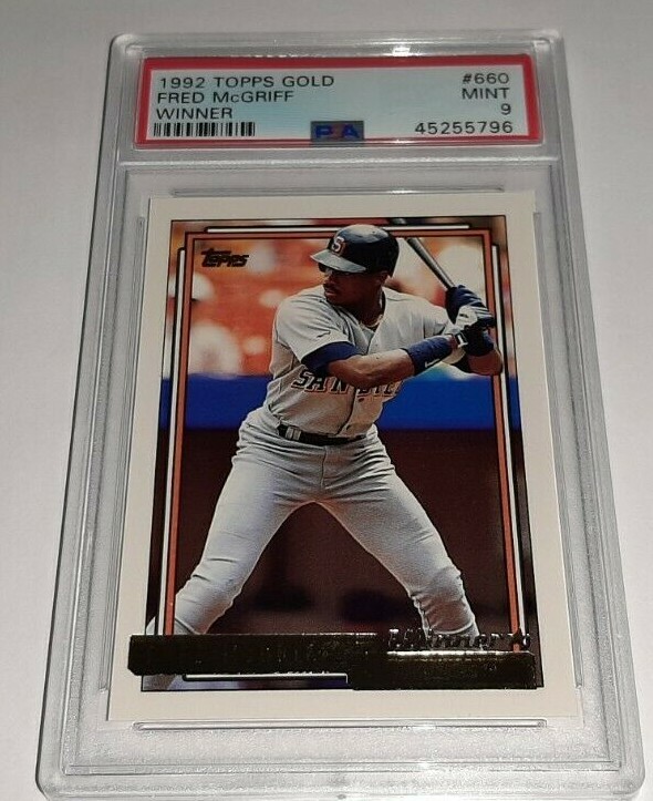1992 Topps Gold Winner Card #660 Fred McGriff Graded PSA 9 Mint Pop 2 ...