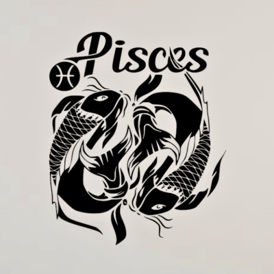 PISCES - FISH ZODIAC SYMBOL LOGO - LARGE WALL VINYL DECAL STICKER ...