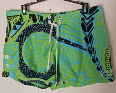 Womens Island Beach Lifestyle Apparel Athletic Shorts m green ...
