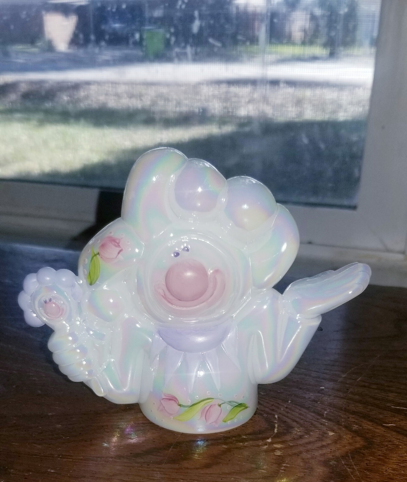 Vintage Fenton Art Glass Hand Painted & Signed Luster Clown Rose Buds 4 ...