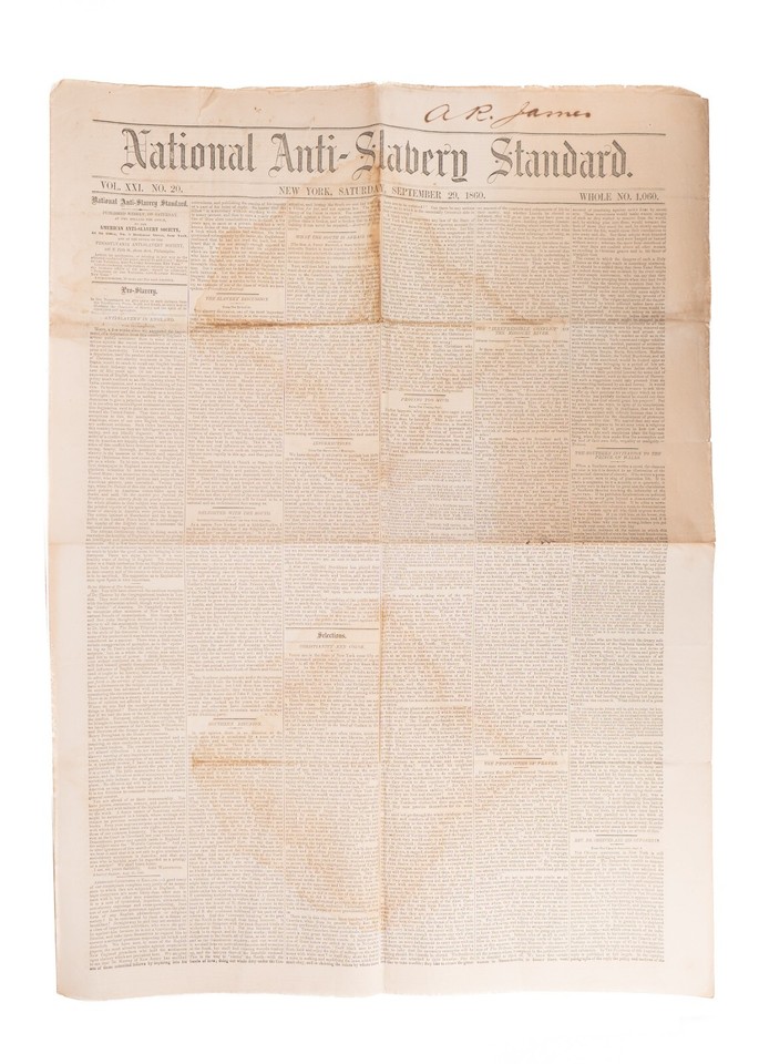 1860 NATIONAL ANTI-SLAVERY STANDARD. Rare Abolitionist Paper - Slave ...