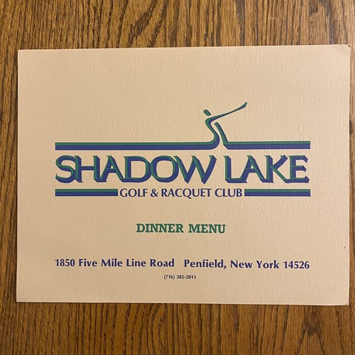 Lot 2 Vintage Menus - Shadow Lake Golf & Racquet Club - Penfield New ...