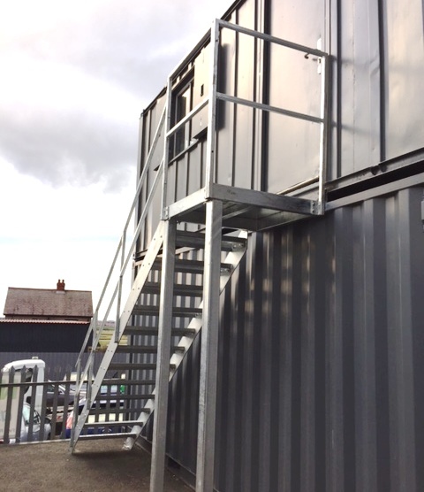 2.4m Shipping Storage Container Steel Staircase - 900mm Step | eBay UK