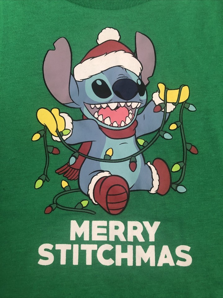 NWT Boys' Family Fun Disney L/S Stitch "Merry Stitchmas" T-Shirt Sz 12 ...