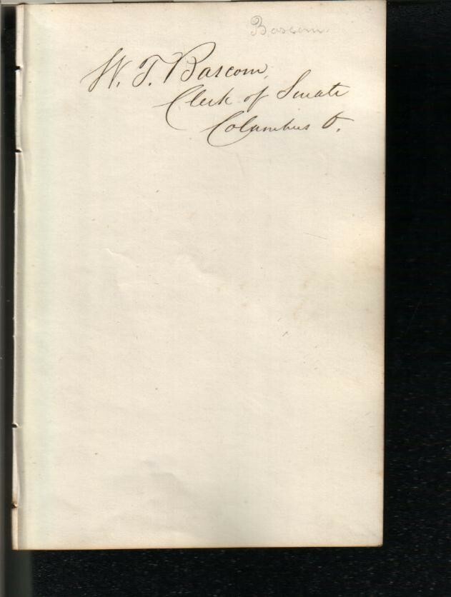 William T. Bascom Autographed Page 1858-1860 Politician Columbus Ohio ...