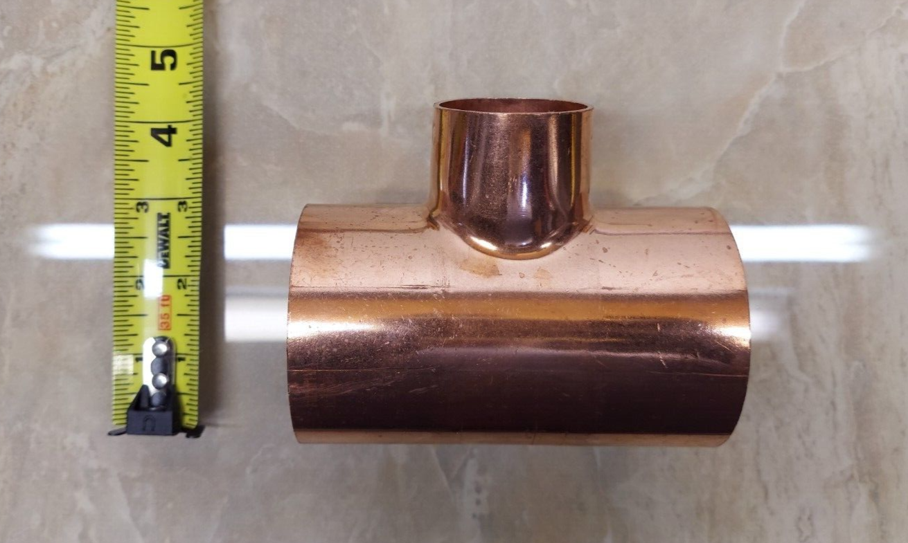 2-1/2x2-1/2x1-1/2 In. Copper Tee Pipe Fitting WROT CxCxC NIBCO 611R ...