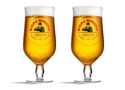 Birra Moretti PINT Glass x 2 - Genuine 20oz Official Goblet Glass | eBay