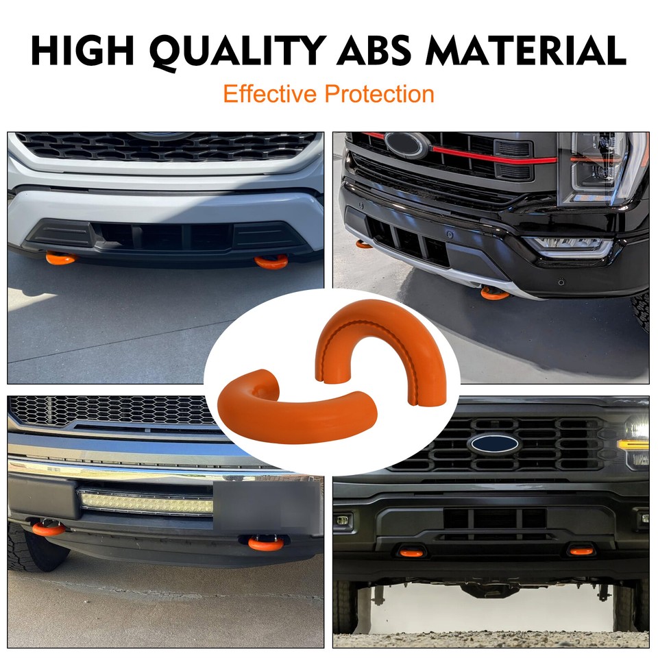 2PC Orange D-Ring Tow Hook Cover for Ford F150 2004-2024 Exterior ...