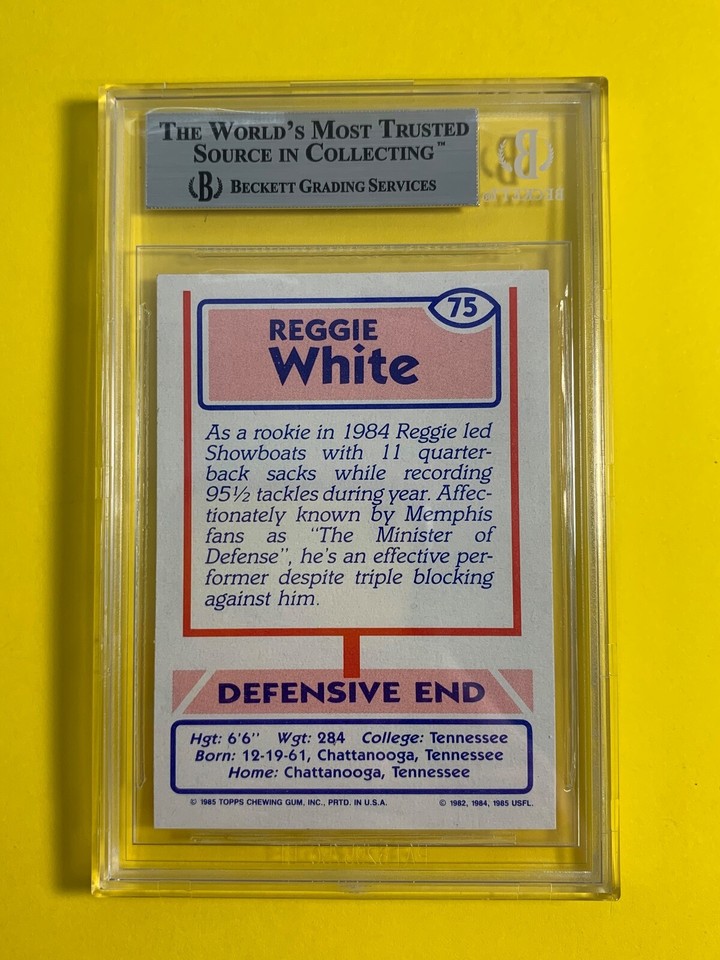 1985 Topps USFL #75 Reggie White Memphis Showboats XRC Pre-Rookie BGS 8 ...