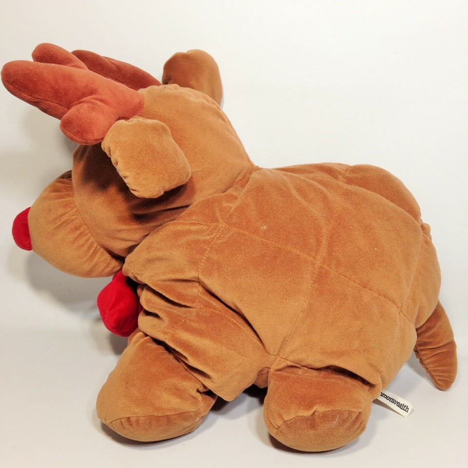 Commonwealth Rudolph Reindeer Red Nose Bow GIANT Fluffy Stuffed Pillow ...