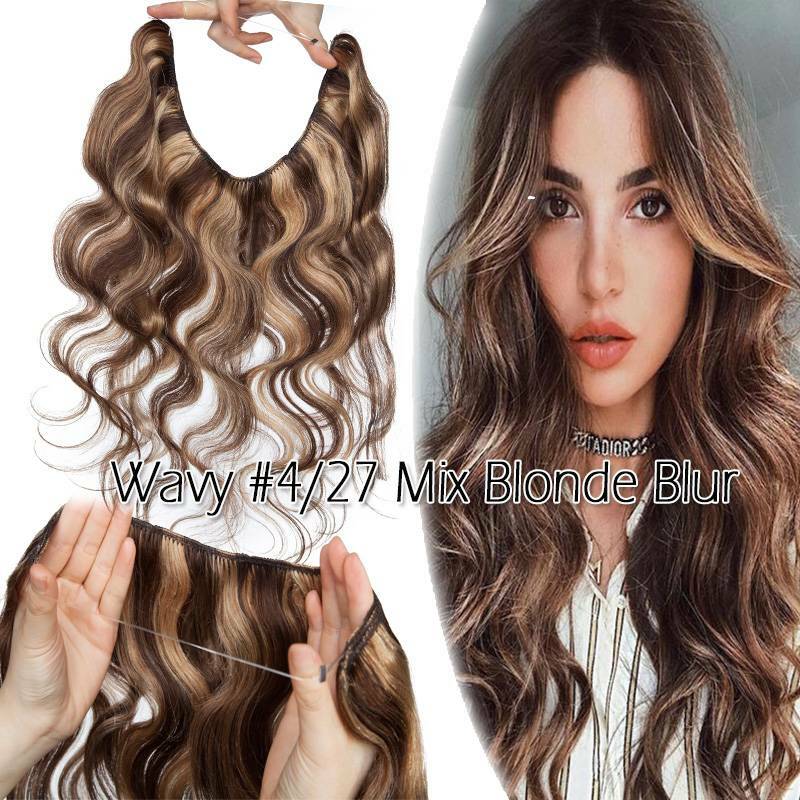 Secret Wire In 100% REAL Human Hair Extensions Hidden 120G Wrap On Band ...