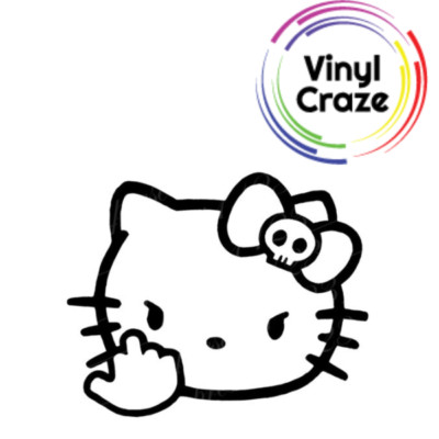 Angry Hello Kitty Flipping Bird ANY Color Vinyl Decal FREE Replacement ...