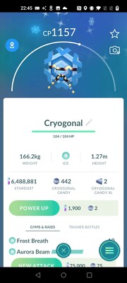 Shiny Cryogonal Pokémon Go Trade(MAY COST 1 MILLION STARDUST) | eBay