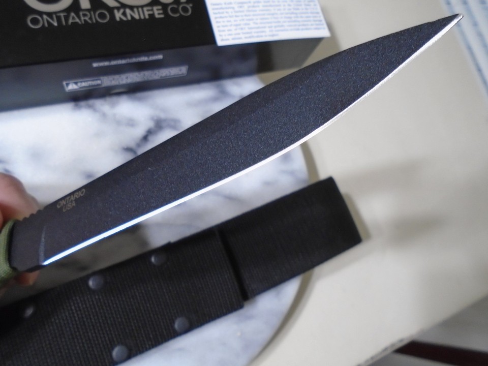 Ontario OKC Ranger Shank Fixed Blade Knife Full Tang 1095 CS Dagger USA ...