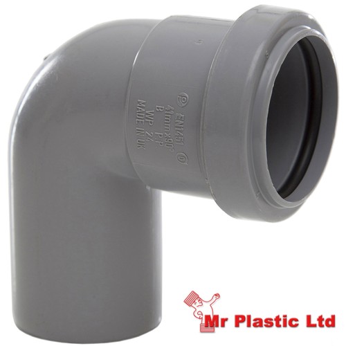Polypipe 40mm Push Fit Waste Pipe Fittings in Grey (actual size 41mm ...