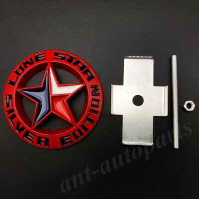 Metal Red Lone Star Texas Edition Car Front Grille Emblem Badge Decal ...