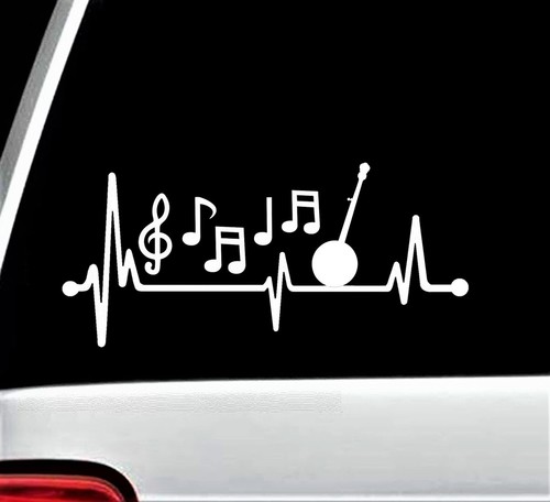 Banjo Music Notes Heartbeat Lifeline Decal Sticker for Car Window 8.0 ...