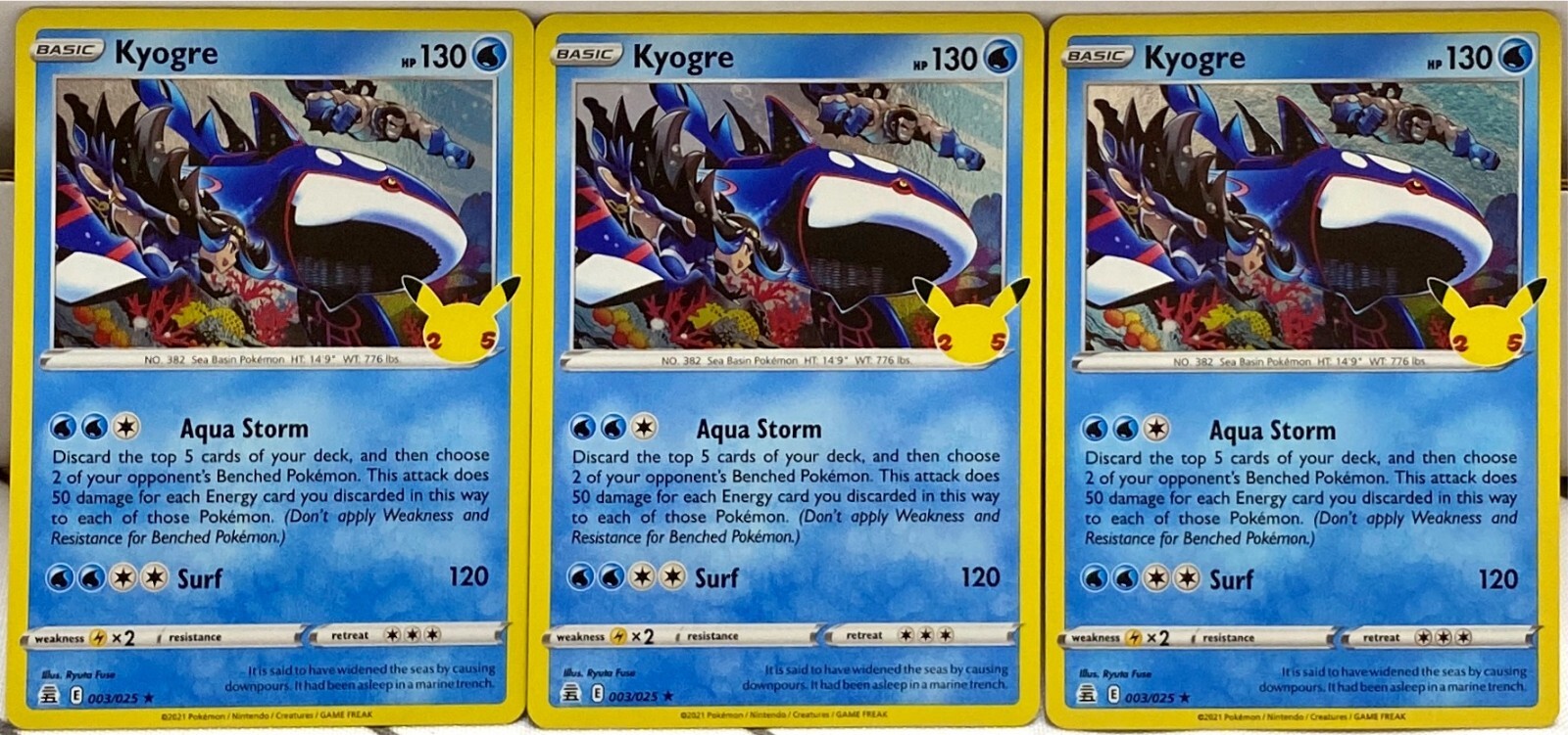 Pokemon Celebrations Kyogre Holo Rare Cards 003/025 Three Cards | eBay