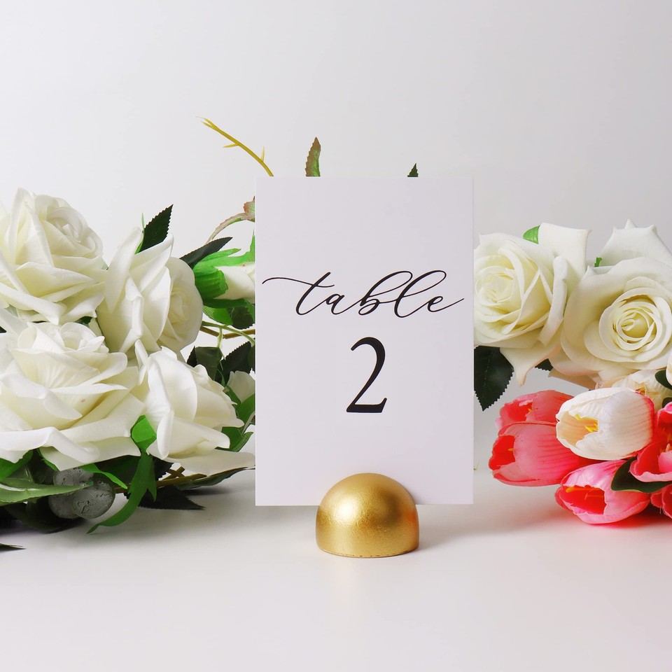 Modern Cursive Table Number Card Stock Signs with Round Stand for ...