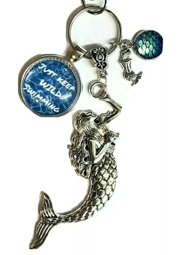 Wild swimming gift, bag charm, keyring. Cold water swim. Mermaid. Blue ...