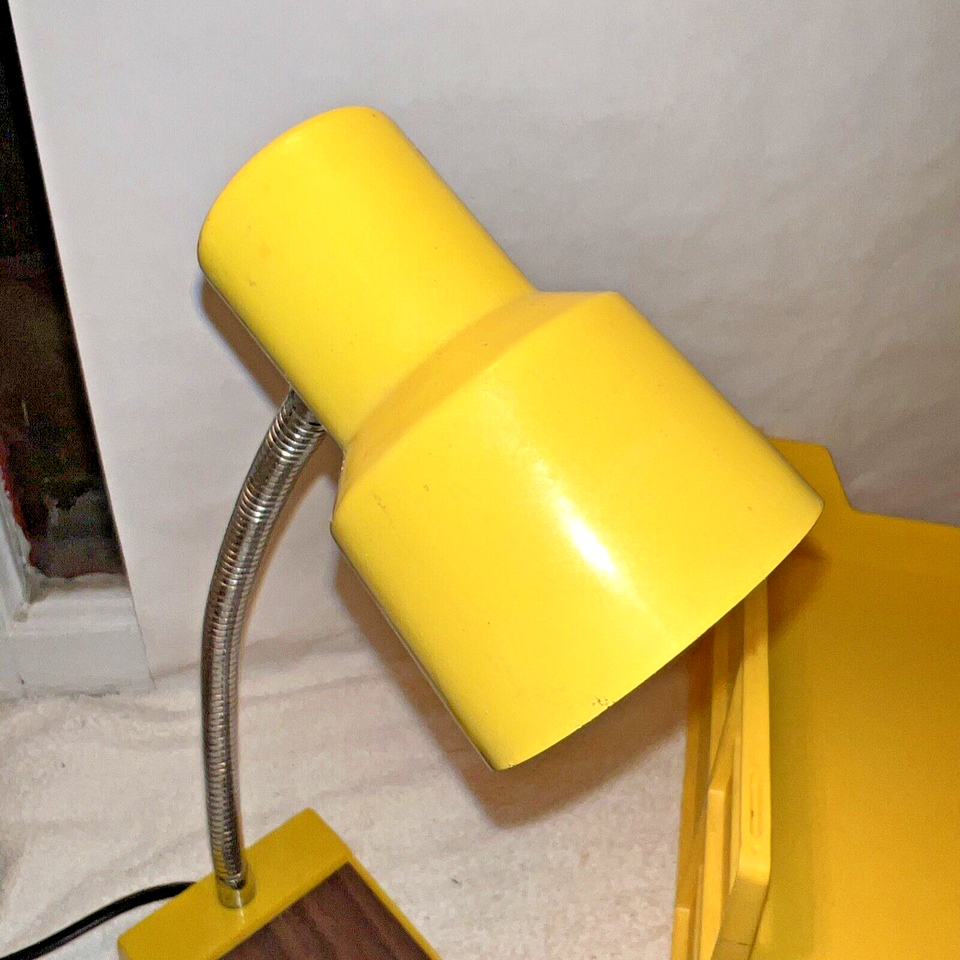 Vintage 1970s bright yellow desk task lamp & 2 Eldon file holder letter ...