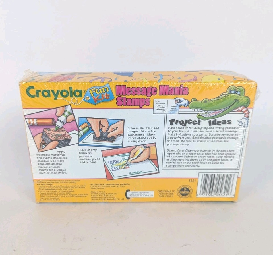 NEW 1995 Crayola Message Mania Stamps Postcards Markers Set Vintage NOS ...