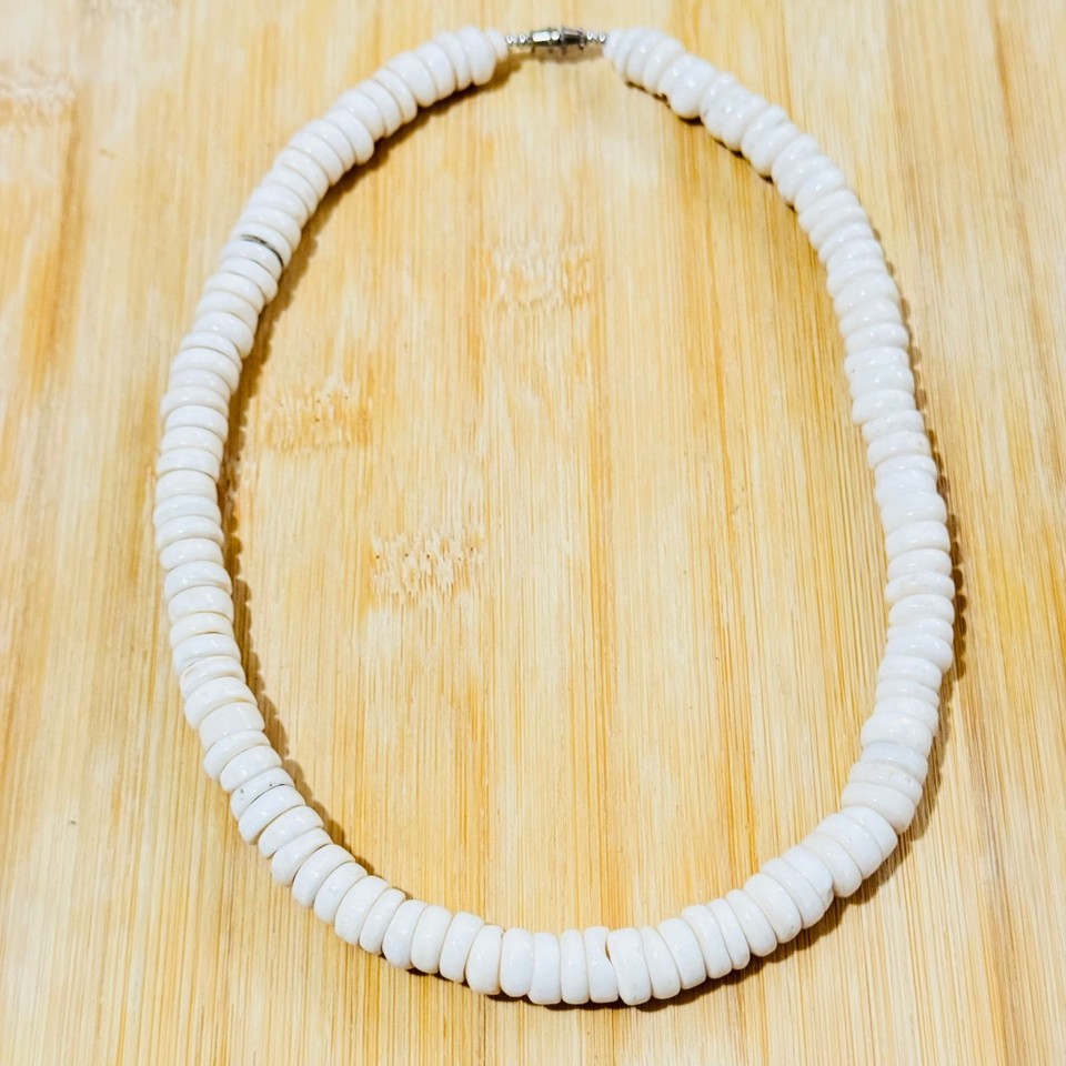 VTG Hawaiian Puka Shell Necklace large Beads real authentic 19" 11mm ...