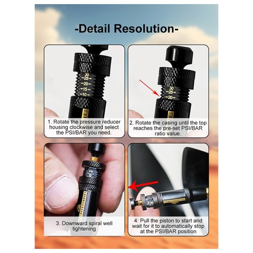 Adjustable Auto-Stop Tire-Deflator Kit (10-30 PSI) 4 PCS Screw-on Tyre ...