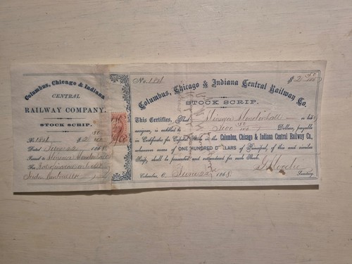 Railroad - Train, 1868 Stock Scrip - Engine, Caboose. Car Oklahoma | eBay