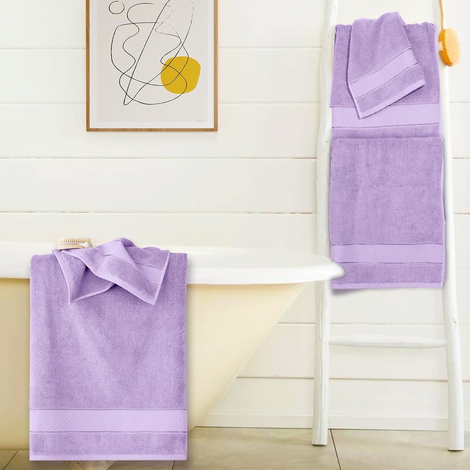 COZYART Lavender Bath Towels Set 6Piece Luxury 100 Turkish Cotton ...