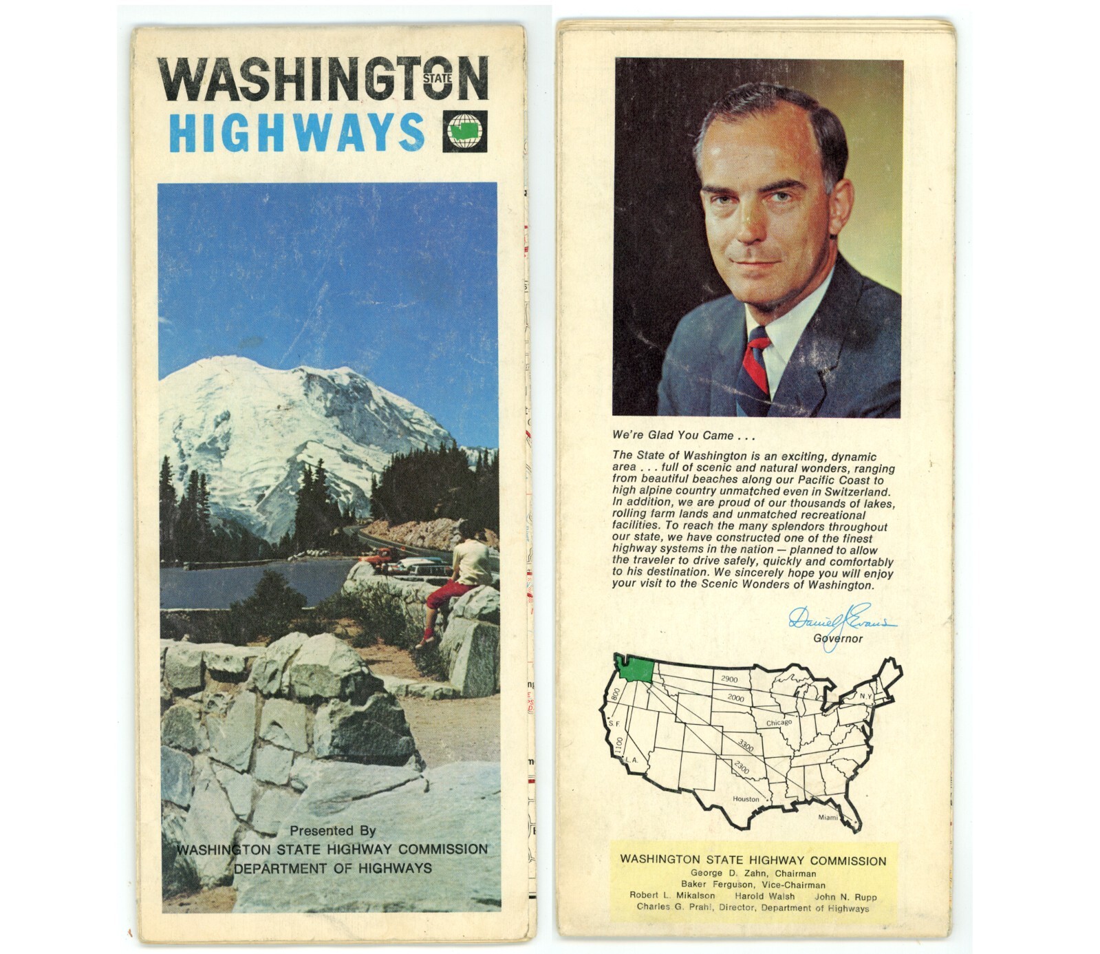 Vintage 1969 Washington Official Road Map – State Highway Dept. (Splits ...